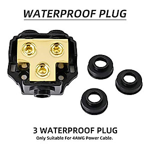 LEIGESAUDIO 0/2/4 Gauge in 0/2/4 Gauge Out Copper Power Distribution Block for Car Audio Splitter(1 in 2 Out)