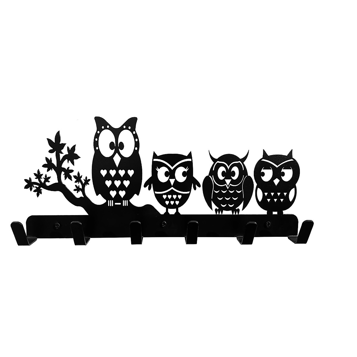 HeavenlyKraft Home Coat Hooks Wall Mounted 6 Hooks, Entryway Organizer, Modern Coat Hooks for Wall Mounting, Towel & Robe Rack Heavy Duty. (OWL Family Coat Hooks)