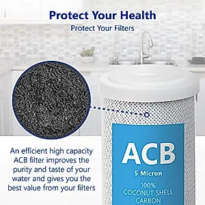 Express Water - FLTCAR0502C – 2 Pack Activated Carbon Block ACB Water Filter Replacement – 5 Micron, 10 inch Filter – Under Sink and Reverse Osmosis System