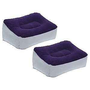 PATIKIL Travel Foot Rest Pillow, 2 Pack Inflatable Foot Rest Cushion Travel Flight Leg Rest Pillow for Airplane Train Office Home, Gray Blue