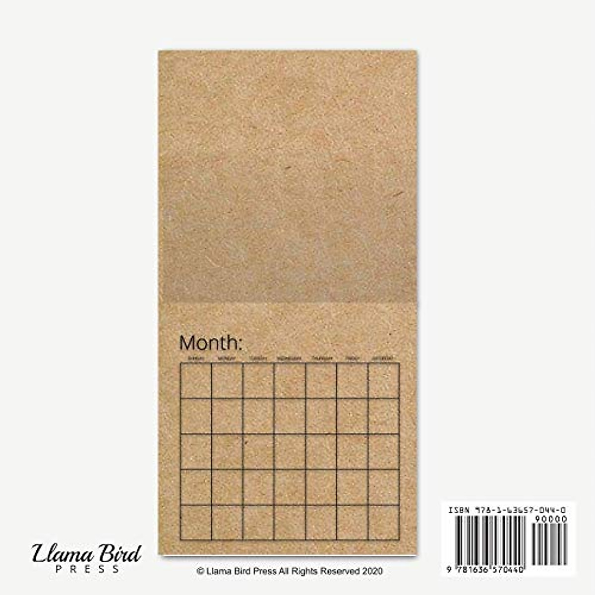 Blank Calendar: Kraft Brown Paper, Undated Planner for Organizing, Tasks, Goals, Scheduling, DIY Calendar Book