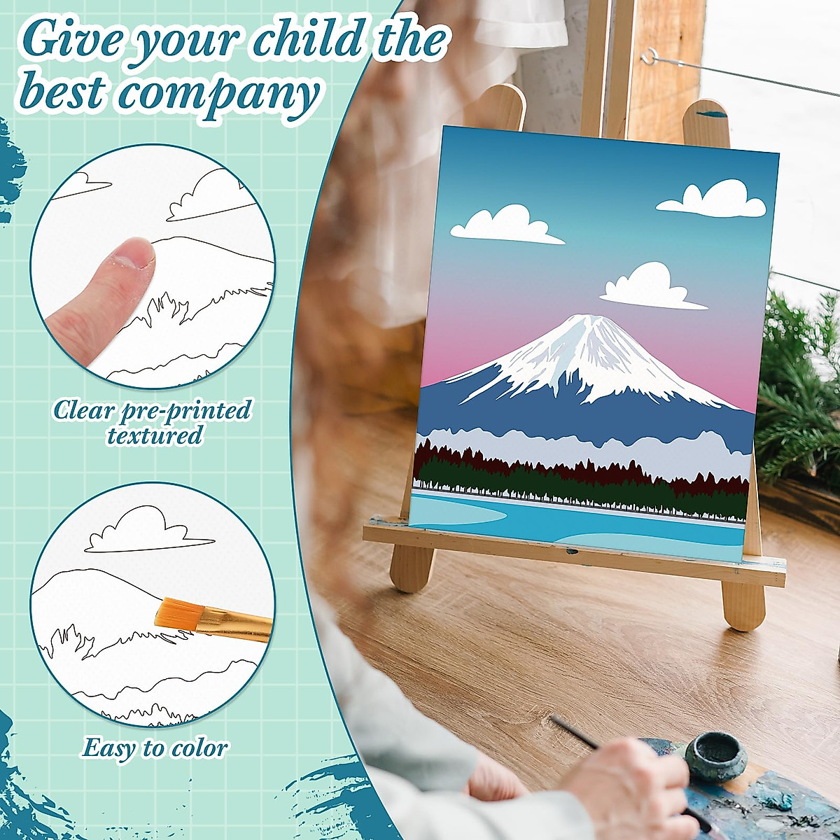 Sherr 12 Pcs Pre Drawn Canvas Pre Printed Canvas Set for Adults Cute Printed to Paint Set Theme Painting for Valentine Party Favor(Landscape)