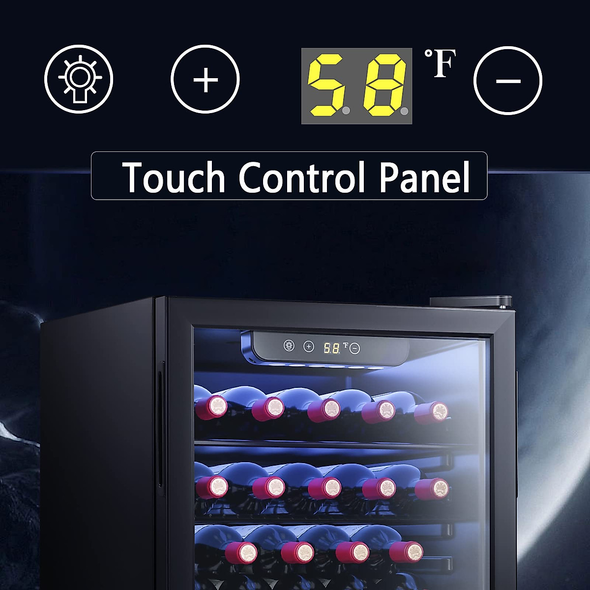 Antarctic Star 2.6 Cu.Ft 24 Bottle Wine Cooler/Cabinet Mini Beverage Refrigerator Cooler Glass Door for Soda Beer or Wine Small Drink Dispenser Clear Front for Home, Office or Bar, Black