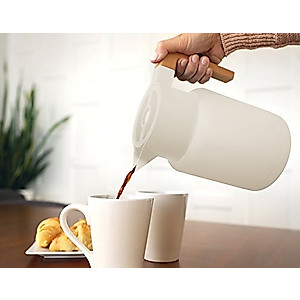 Hastings Collective Thermal Coffee Carafe 50 Oz - Large Stainless Steel Insulated Carafe - 1.5 Liter Double Walled Vacuum Thermos Coffee and Beverage Dispenser with Tea Infuser and Strainer (White)