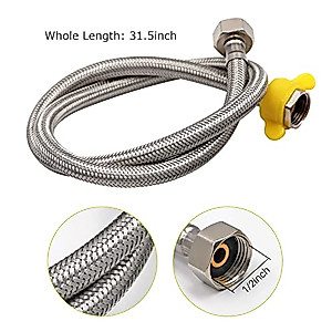 ZHEQOGZH Stainless Steel Automatic Waterer Bowl with Float Valve Upgraded Drain Plug and Braided Hose, Auto Float Water Bowl Dog Water Trough for Livestock Goat Pig Waterer
