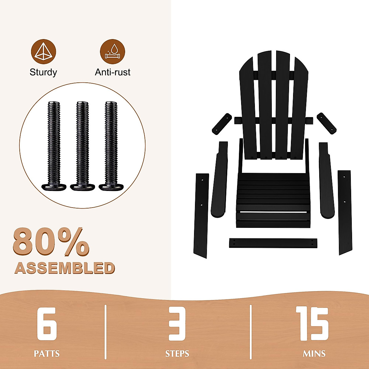 HOLTICO Kids Adirondack Chair, Accent Toddler Adirondack Chair, Folding Adirondack Chair, Outdoor Wooden Kids Fire Pit Lounge Chairs for Yard, Garden, Patio