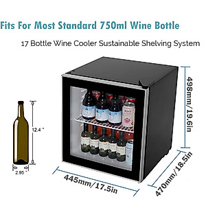 WATOOR Wine Cooler and Beverage Refrigerator 1.6 Cubic Feet 60 Cans Mini Fridge with Glass Reversible Door for Soda Beer or Wine