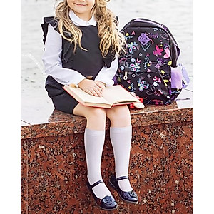 Witwot 3 Pairs Girls Knee High Socks Kids School Uniform Socks Red 6-8 Years