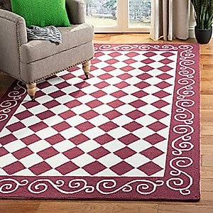 SAFAVIEH Chelsea Collection 7'9" x 9'9" Black/Ivory HK711A Hand-Hooked French Country Wool Area Rug