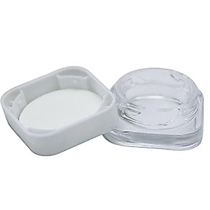 90 packs 5ml Square Glass Jar Concentrate Jars with White Push-and-Turn Lids, White Screw child resistant lid for Safely Storing Concentrates, Shatter and Oils