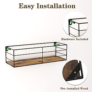 CRUGLA Floating Wall Shelves Set of 5, Wall Mounted Bathroom Shelves, Hanging Storage Shelf for Bathroom, Kitchen, Bedroom, Living Room