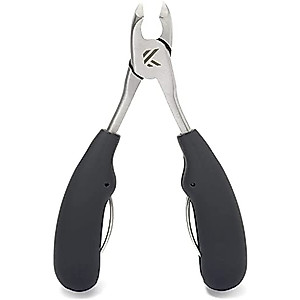 Toe Nail Clippers for Thick Nails – KLIPP Toenail Clippers Ingrown and Cuticle Nipper Trimmer Made of Rustproof Stainless Steel with Short Curved Blades, Ergonomic TPU Grips and Dual Spring Mechanism