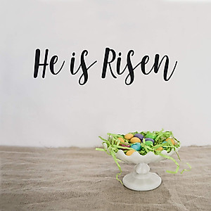 Vinyl Wall Art Decal - He is Risen - 6.5" x 25" - Modern Inspirational Cute Spiritual Faith Quote Sticker for Bedroom Kids Room Playroom Living Room Coffee Shop Office Religious Center Decor (Black)