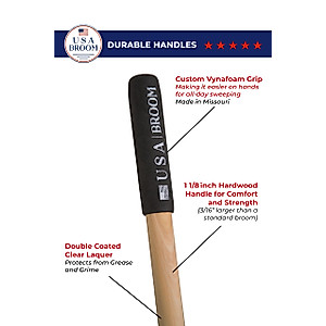 USA Broom 24" Heavy Duty Indoor/Outdoor Push Broom with 60" Handle. Ideal for Garages & Shops. Durable American Made Steel Brackets-All Stainless Steel Hardware. No Plastic. 100% Made in The USA.