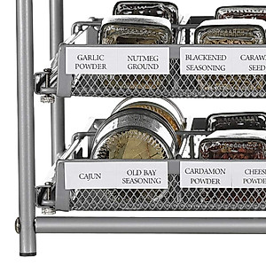 NEX 3 Tier Spice Rack Organizer, Spice Organizer Drawer for Kitchen Cabinet or Countertop, Silver