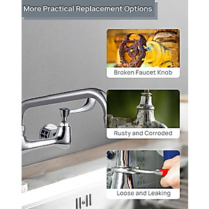 Phivan Commercial Faucet Parts Faucet Handle Replacement Kit - 2 Pack Wrist Blade Handles Lever Handles for Industrial, Restaurant, Commercial Sink Faucet - Fits Most 3/8" Shaft, 0.43" Round Stem Hole