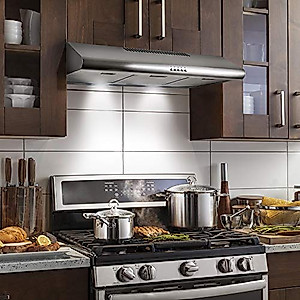 COSMO COS-5MU36 36 in. Delta Collection Ducted Under Cabinet Range Hood, Button Controls, Reusable Filters, LED Lights, Stainless Steel