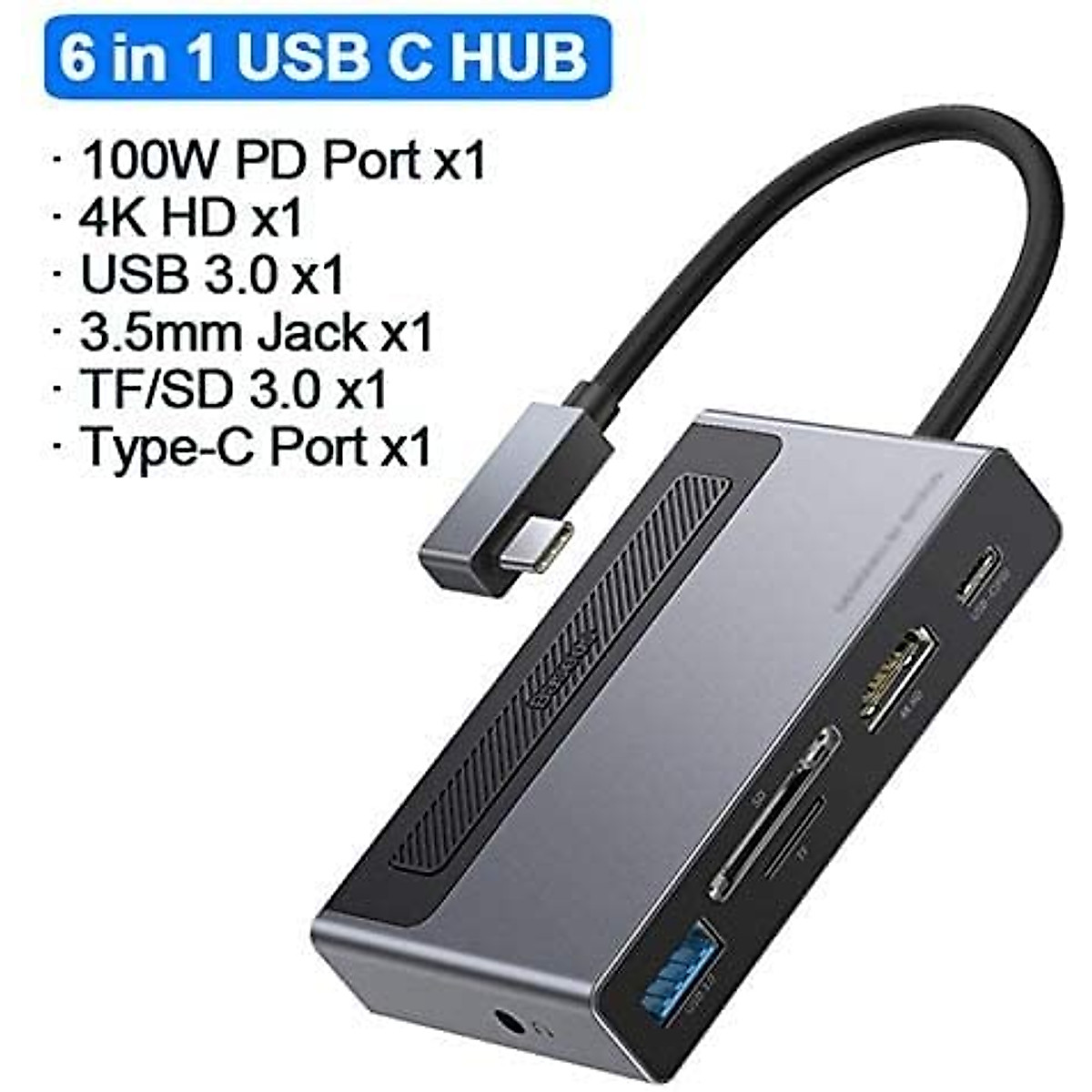 Sxdthy USB Hub, Ultra-Slim Data USB Hub, USB Type C HUB to 4K HD TF SD Card Reader Retractable Clip USB C 3.0 Adapter Dock Station Splitter