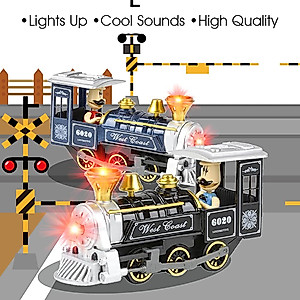 ArtCreativity Pull Back Train Toys for Kids, Set of 2, Diecast Metal Train with Sound Effects and Pullback Action, Choo Choo Trains for Boys and Girls, Great Birthday Idea