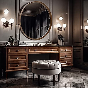 MAGFLERUM Round Wood Mirror 30 Inch, Wall-Mounted Circle Mirrors, Suitable for Entrance, Bedroom, Living Room, Hallway, Bathroom, Vanity (Brown)