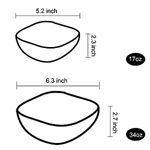 TOSSOW Square Glass Mixing Bowl Set of 2, Serving Bowls All Purpose Transparent Salad Bowls, Condiment Bowls for Fruit, Snacks, Sauces, Popcorn and More