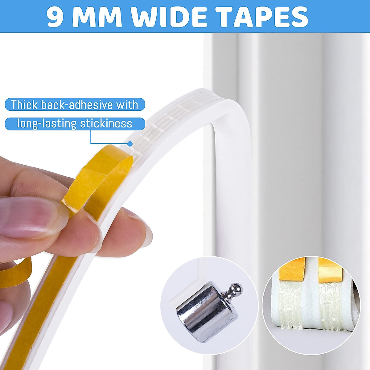 CloudBuyer Door & Window Weather Stripping, Soundproof Insulation Seal Strip with Self-Adhesive Rubber Collision Protection, 16.5 Ft (White)