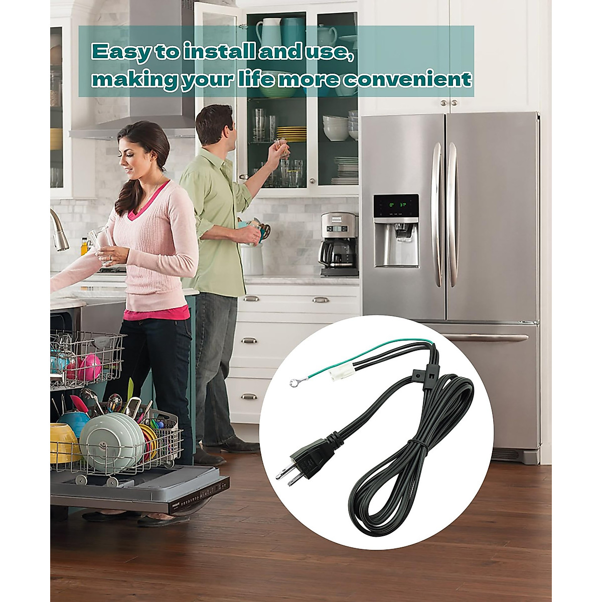 Taruimoo 3903-000519 3903-001003 Refrigerator Power Cord Compatible with Samsung RH29H8000SR/AA-00,RF261BEAEWW/AA-01 etc,Replacement Fridge Power Cord 3903-001013,3903-000796,3903-000786 etc