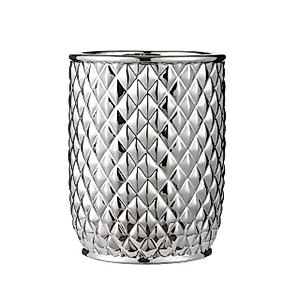Motifeur Bathroom Wastebasket - Ceramic Decorative Trash Can (Pineapple Pattern, Silver Grey)