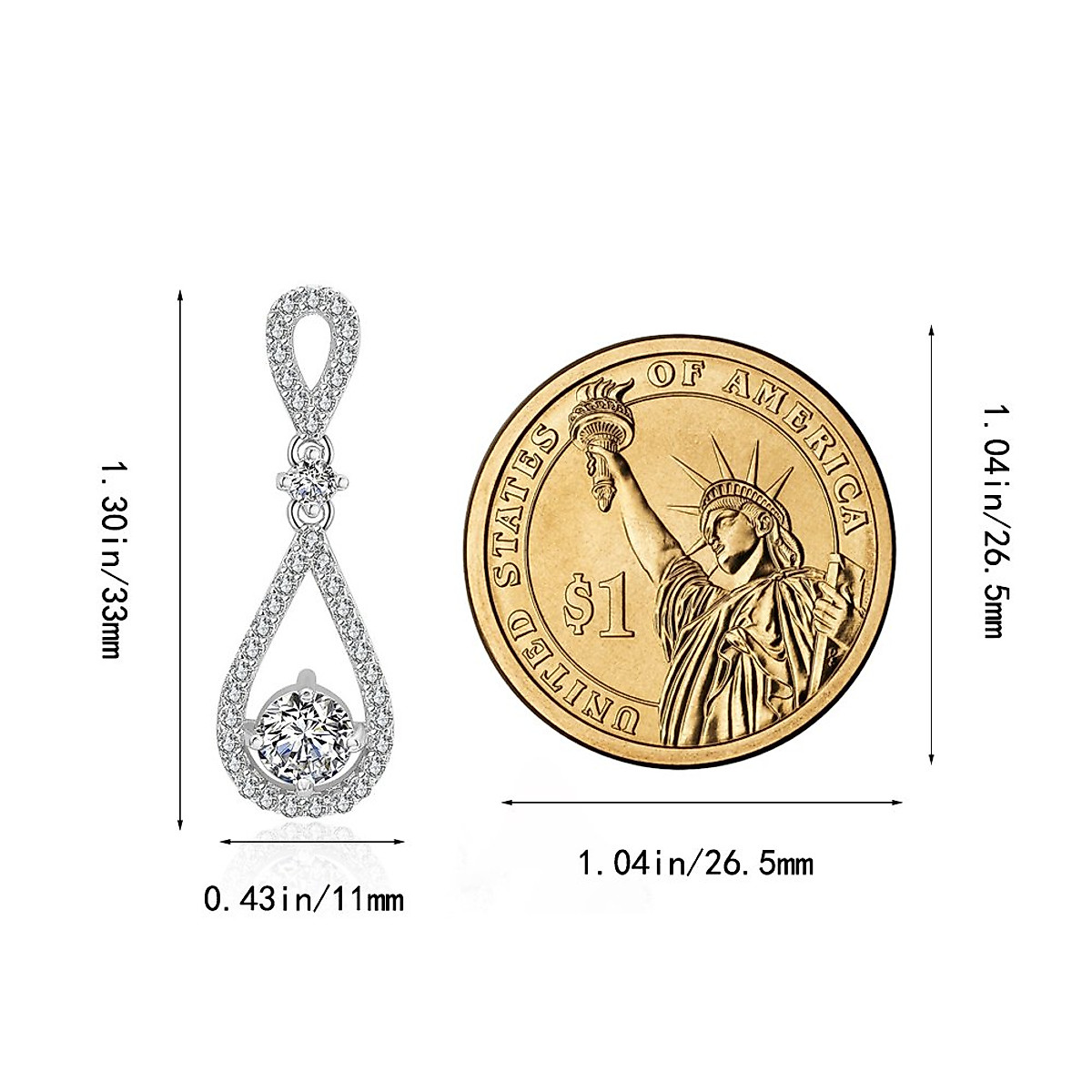 Infinity Dangle Earrings for Wedding - Womens Sterling Silver Open Teardrop Cubic Zirconia Crystal Bridal Earring for Bride Bridesmaids Mother of Bride Rhinestone Drop Earrings for Party Prom