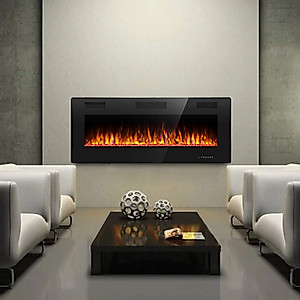Antarctic Star 50 Inch Electric Fireplace in-Wall Recessed and Wall Mounted, Fireplace Heater and Linear Fireplace with Multicolor Flame, Timer, 750/1500W Control by Touch Panel & Remote…