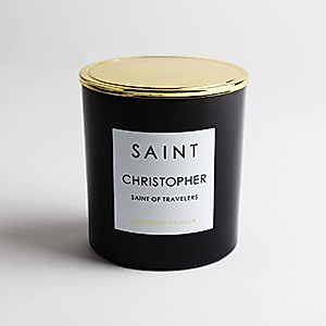 SAINT Christopher Scented Candle with Prayer, Prayer Coin, and Holy Oil, Saint of Travelers, Soy Coconut Aromatherapy Candle with 50 Hour Burn Time