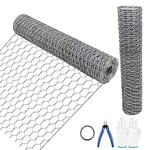 UWIOFF Chicken Wire Fencing Mesh, 16.9 Inch x 36.1 Feet Metal Chicken Wire Fence, 0.6 Inch Galvanized Hexagonal Poultry Netting Garden Fence Animal Barrier Floral Chicken Wire for Crafts Garden Rabbit