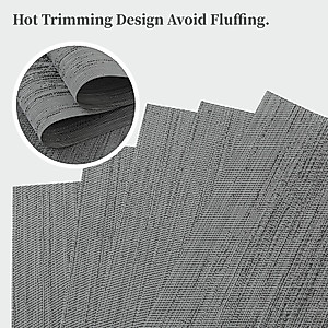 Leetaltree Grey Placemats, Heat Resistant Non-Slip Place mats for Dining Table, Washable Durable PVC Vinyl Woven Table Mats (Set of 4)