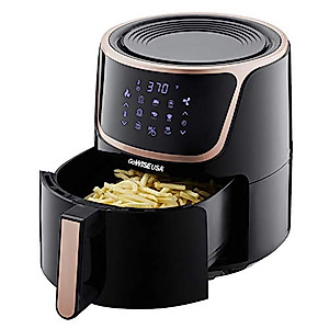 GoWISE USA GW22955 7-Quart Electric Air Fryer with Dehydrator & 3 Stackable Racks, Digital Touchscreen with 8 Functions + Recipes, 7.0-Qt, Black/Copper