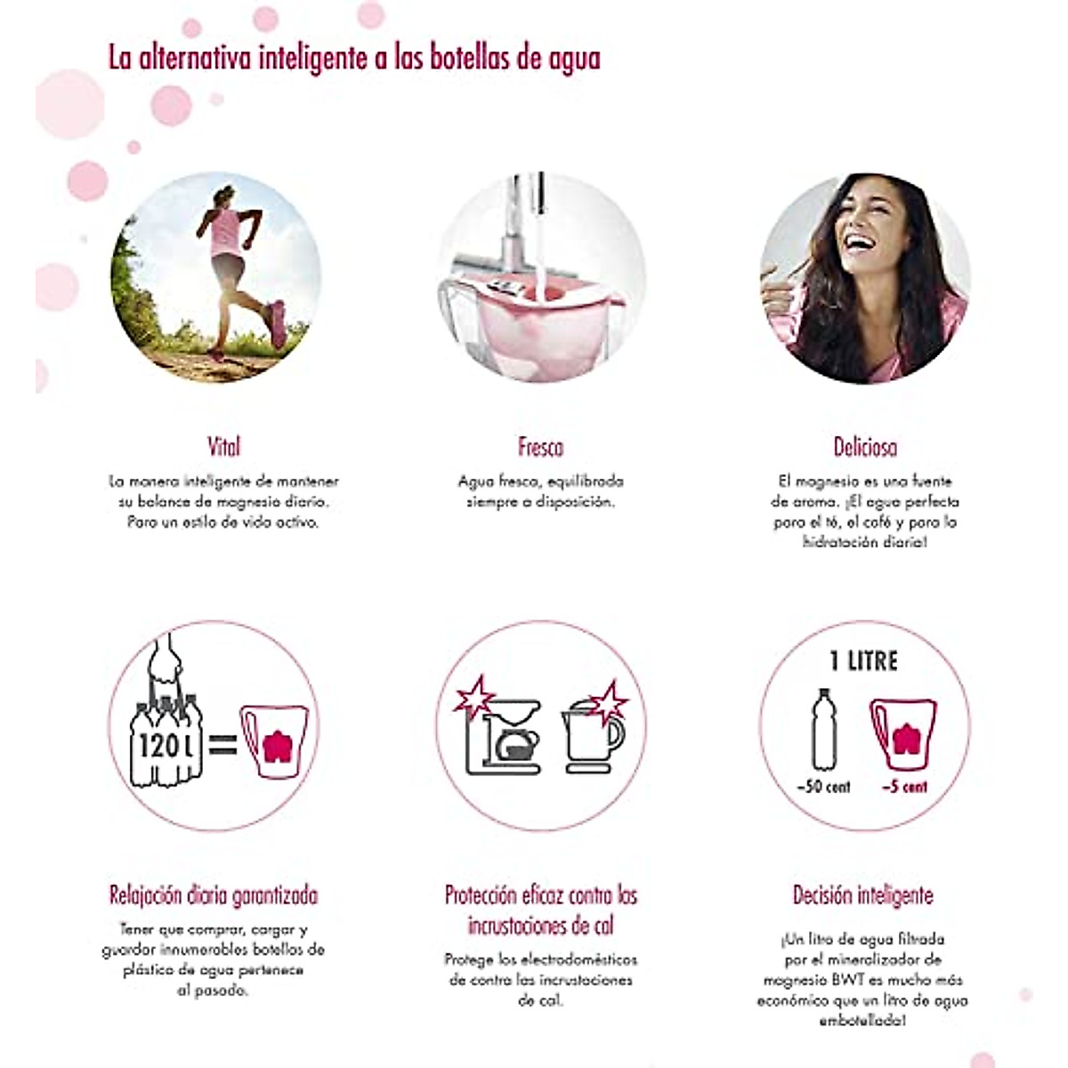 BWT 6-Pack Long Life Mg2+ Cartridge for Water Filters, 120-Liter Capacity