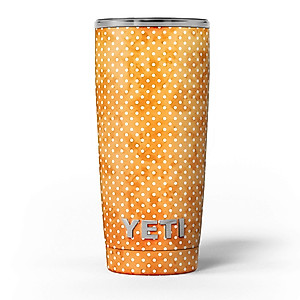 Design Skinz The Orange Grungy Watercolored Polka Dots - Skin Decal Vinyl Wrap Kit Compatible with The Yeti Rambler Cooler Tumbler Cups