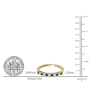 Dazzlingrock Collection Alternate Round Blue Sapphire & White Diamond Stackable Wedding Band for Women in 14K Yellow Gold Size 5
