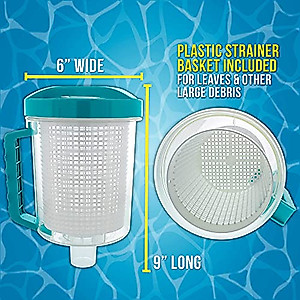 U.S. Pool Supply Professional in-line Pool Leaf Canister with Plastic Mesh Basket - Skims Leaves, Debris - Fits Suction & Automatic Pool Cleaners