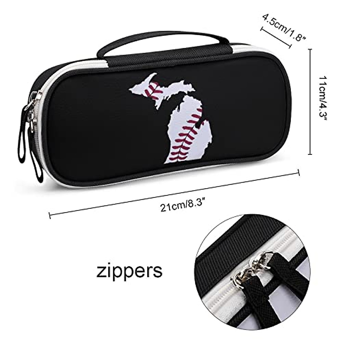 Mochigan Map Baseball Printed Pencil Case Bag Stationery Pouch with Handle Portable Makeup Bag Desk Organizer