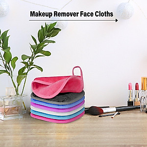 Makeup Remover Cloth, 7 Colors Makeup Towels Face Washcloth, Makeup Remover Pads Reusable Washable, Facial Cloths Clean Towels for Face Eye Skincare, With Travel Mesh Bag, 6 * 6 inches, 7 Pack