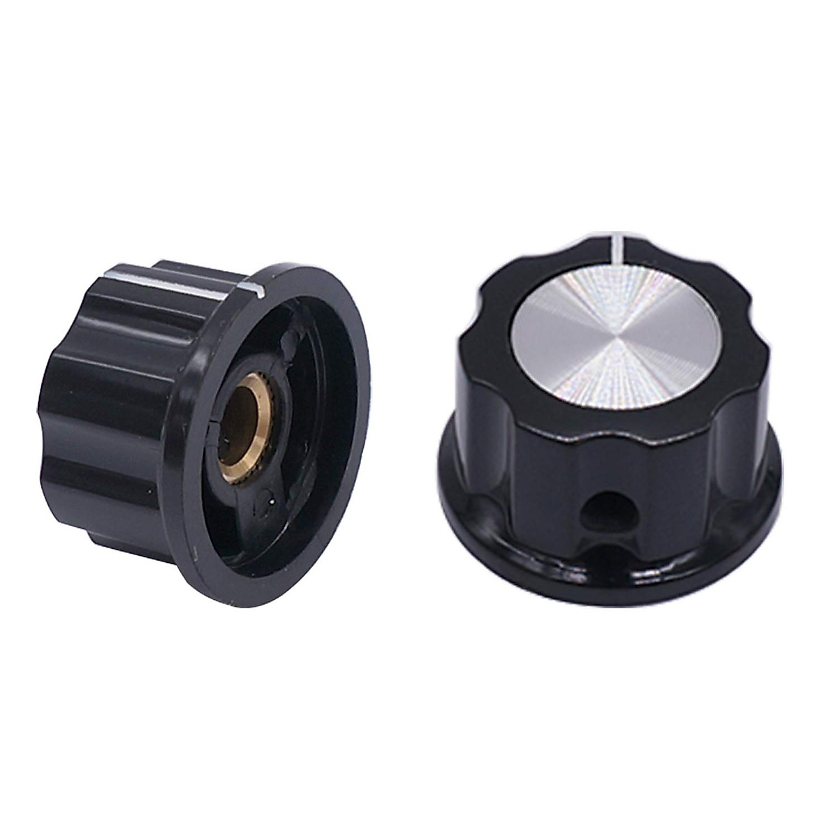 Taiss 10pcs Potentiometer Knobs 6 mm Dia. Shaft Silver Tone Top Rotary Knobs Black A02-6mm