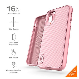 ZAGG Gear4 Battersea Diamond Compatible with iPhone 11 Case, Advanced Impact Protection with Integrated D3O Technology Phone Cover - Rose Pink