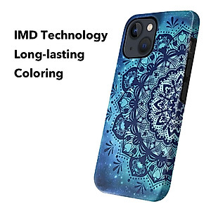 Hi Space Case Compatible with iPhone 15 Plus 2023 6.7 Inch, Slim Shockproof Full Body Rugged Hard Protective Cover, Datura Mandala