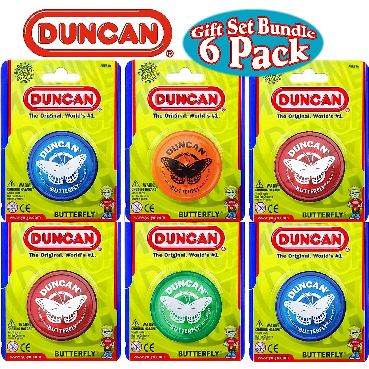 Duncan Yo-Yo Butterfly Gift Set Bundle - 6 Pack (Assorted Colors)