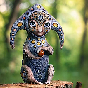 Taktom Handmake Creatures from A Fantasy World Artwork Decoration, Cute Figurine Perfect Resin Ornament Garden Statue for Home Garden Lawn Yard (Lunar Dreamer) (A)