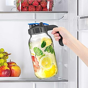 2 Pack 64 oz Sun Tea Pitcher, Half Gallon Mason Jar Pitcher with Wide Mouth Airtight Lid for Ice Tea, Cold Brew Coffee, Fridge Water, Breast Milk, Juices, Leak Proof