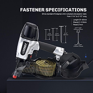CXXDY Siding Nail Gun 15 Degree 1-1/4" to 2-1/2" Pneumatic Coil Siding Nailer for Siding, Framing, and Fencing - Professional-Grade Performance for Contractors and DIY