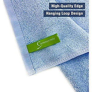 SUMMERMIA Bamboo Washcloths 13" x 13" (2 x 12 Pack) - Soft Wash Cloths for Your Face Towel, Wash Cloths for Your Body (White + Blue + Pink)