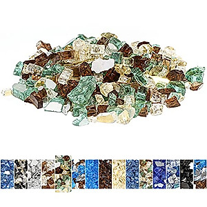 Hisencn Fire Pit Glass Rocks - High Luster Reflective Tempered Fire Glass for Propane Fire Pit, Outdoors and Indoors Natural or Propane Fireplaces, Landscape Decoration, 1/2 Inch Firepit Glass 10 lbs