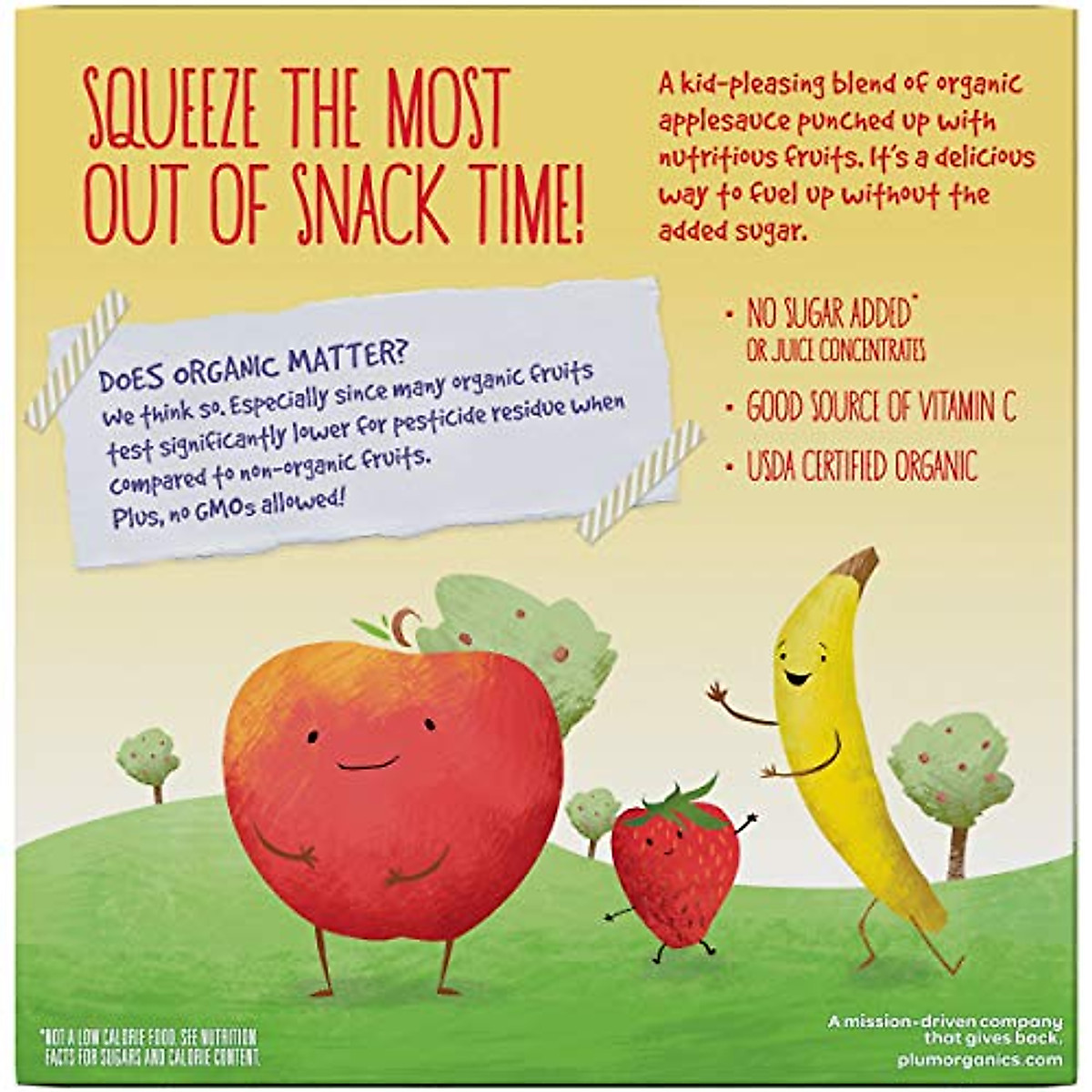 Plum Organics Applesauce, Strawberry & Banana, 3.17 Oz, 4 Ct